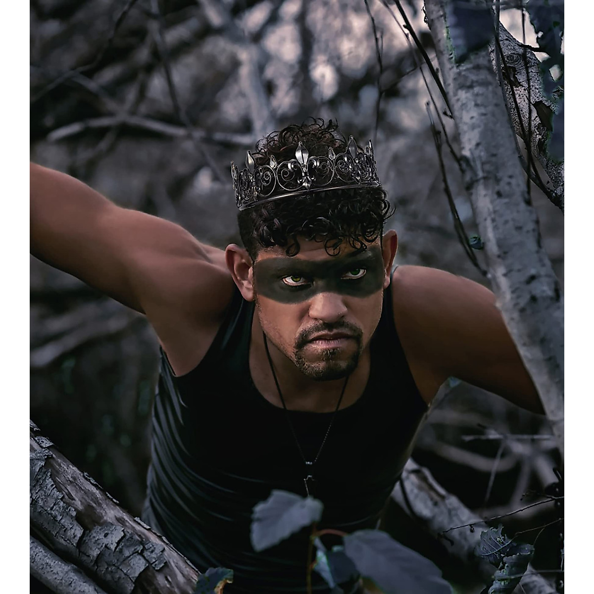 SWEETV Gothic Full King Crown - Metal Crowns and Tiaras for Men/Women (Unisex), Goth Prince Prom Party Hats, Halloween Cosplay Costume Accessories, Black