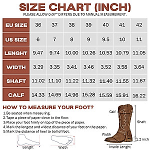 SheSole Womens Square Toe Cowgirl Cowboy Boots Wide Calf Fashion Western Shoes Brown US 8