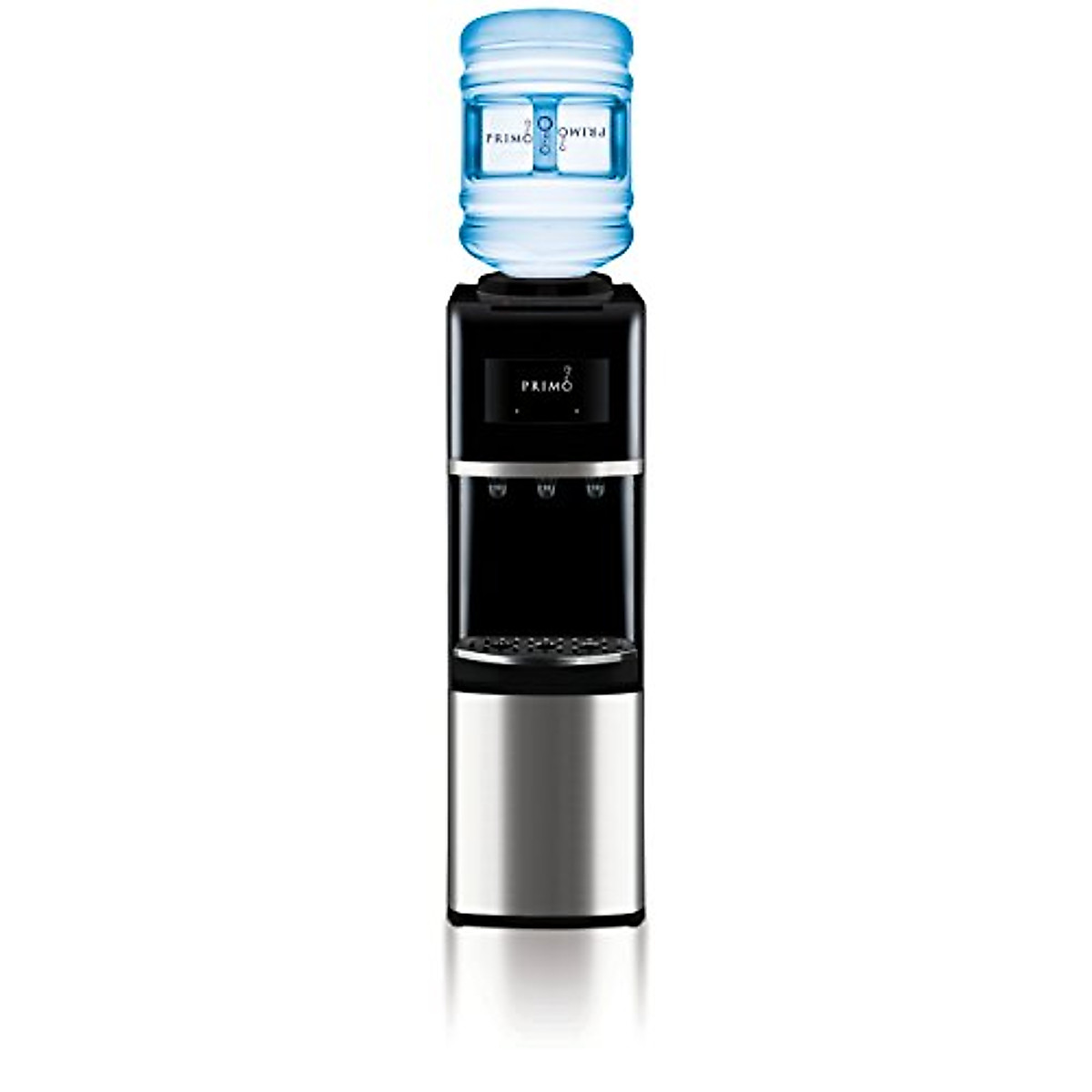 Primo Top-Loading Water Dispenser - 3 Temp (Hot-Cool-Cold) Water Cooler Water Dispenser for 5 Gallon Bottle w/Child-Resistant Safety Feature, Black and Stainless Steel, 3 Spout