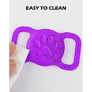 Dynmeow 1 Pack Airtag Dog Collar Holder, Stretchy Silicone Airtag Holder for Dog and Cat Collar, Anti-Lost Dog Airtag Holder Compatible with 3/4 and 1 inch Wide Collar (Purple)