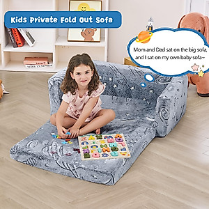 Toddler Chair Comfy,Toddler Couch,Extra Wider Seating,Glow in The Dark Kids Sofa Chair Space Moon Galaxy Soft Sofa Bed Gaming Room Decor Stuff Christmas for Kids Girl Boys