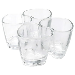 Heart Soju Shot Glasses Set Set of 4 and Silicone Rubber Bottle Caps 4Pcs 1.7 oz, Korean Soju, Whiskey, Tequila, Vodka, Espressos, Desserts, Party Decorations, Clear Glass (Heart)