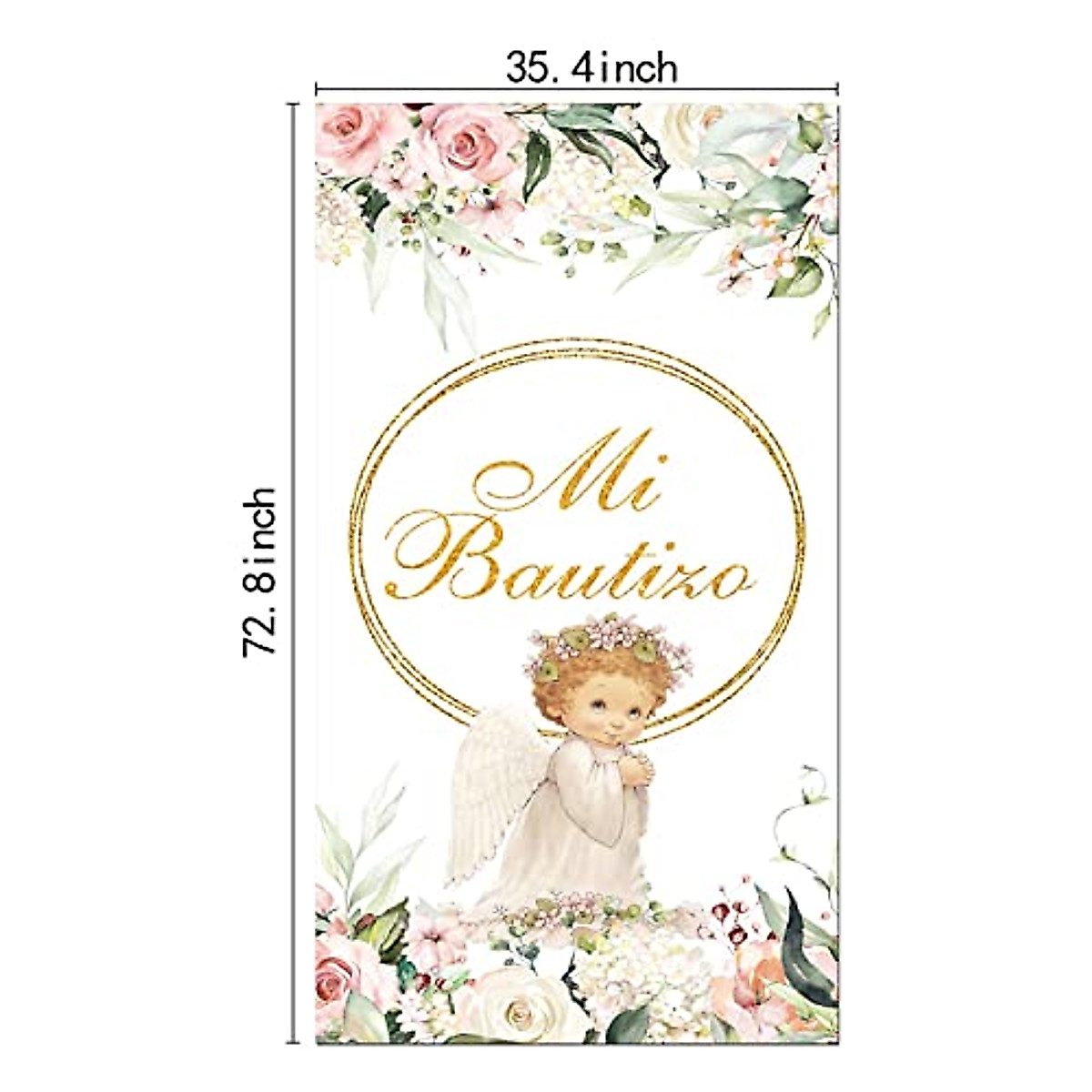 Mi Bautizo Door Banner Decor SuppliesFirst Holy Communion Christening Banner Baptism Photo Backdrops Baby Shower Door Banner Cake Table Banner 72.8 x35.4in Outdoor & Indoor Hanging Banner