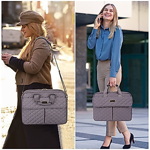 Bonioka Laptop Bag Computer Laptop Case for Women, 15.6 Inch Briefcase Shoulder Bag Water Resistant for Work School Travel Purple