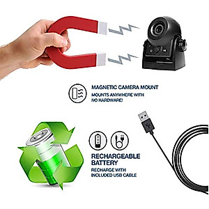 Wireless Backup Dash Cam, MHCABSR WiFi Reversing Camera Work with Phone IP68 Waterproof IR Night Vision Wide Angle Magnetic Rear View Parking Camera for Trailers Trucks RVs…