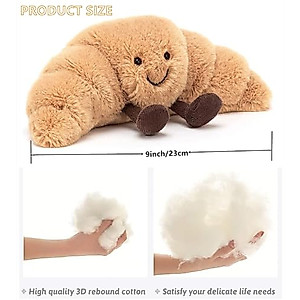 NatureMan 9" Croissant Plush Toy Cute Croissant Bread Pillow Stuffed Animals Funny Soft Food Plushies Toy (Croissant)