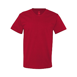 Fruit of the Loom Mens Heavy Cotton HD V-Neck T-Shirt (39VR) -True RED -M