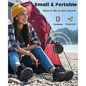 Kunodi Bluetooth Shower Speaker with IPX7 Waterproof, Dynamic Lights, Crisp Clear Sound, True Wireless Stereo, Clip Portable for Pool Beach Boat Kayak Float Golf