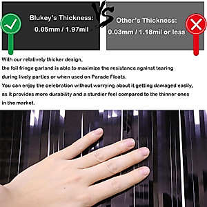 Blukey Black Parade Float Foil Fringe Skirting Decorations- Pack of 3 - Each 10 Feet by 15 Inch, Metallic Tinsel Drapes Garland Party Supplies for Bridal Shower, Bachelorette, Easter Day, Halloween