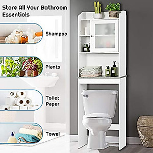 Giantex Over-The-Toilet Space Saver Collette Bathroom Spacesaver W/Storage Rack Cabinet Bathroom Organizer (68" H)