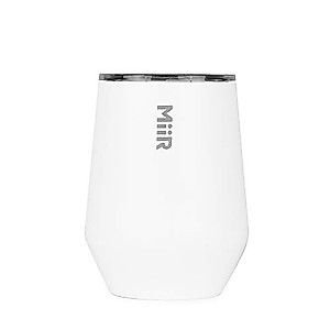 MiiR, 10oz Insulated Stemless Wine Glass - Stainless Steel, Press-on Lid, Spill Proof Tumbler for Camping, BBQ, Picnic and Home, White