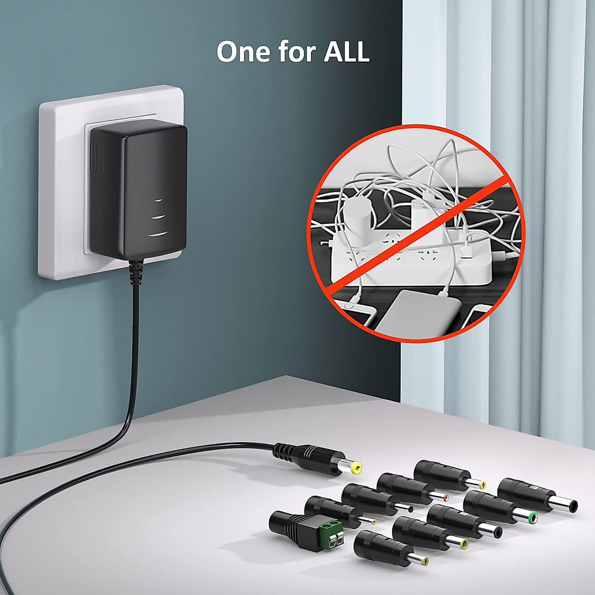 Basicvolt Universal Power Supply 9V 2A AC Adapter 100-240V AC to DC 9V 1.8A 1.5A 1A 0.8A 0.5A 450mA Power Adapter for LED Strip Light CCTV Camera Router Modem Toys DVD IR Illuminator ADSL Cats DVR