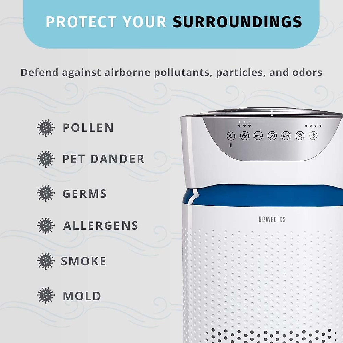 HoMedics TotalClean 3-in-1 True HEPA Filter Replacement Bundle for Air Purifiers