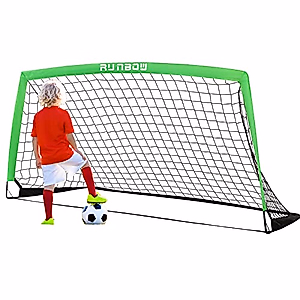 RUNBOW 6x4 ft Portable Kids Soccer Goal for Backyard Practice Soccer Net with Carry Bag (6x4 FT, Green, 1 Pack)
