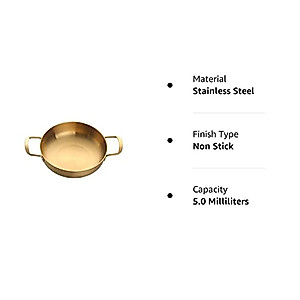 8in Stainless Steel Everyday Pan Color Me Korean Noodle Ramen Pot Small Stockpots Pasta Pots Stir Fry Pan Omelet Paella Pans Small Pots for Home and Outdoor, Dishwasher Safe, Eco Friendly(1pcs)(Gold)