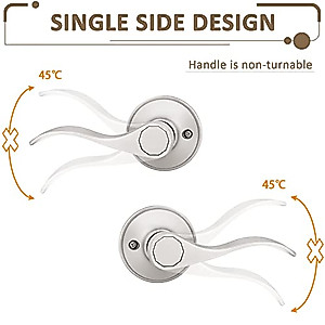 Probrico 4 Pack Dummy Door Lever Door Handle for Left Hand and Right Hand, Wave Style French Door Handle with Satin Nickel Finish, Single Side Non-Turning Dummy for Laundry Room, Hallway, Closet