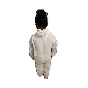 Disposable Children's Coveralls w Hood and elastic wrists (MEDIUM) Size 7/8, pack of 5
