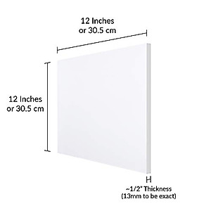 SimbaLux Acrylic Sheet Clear Cast Plexiglass 12” x 12” Square Panel 1/2” Thick (13mm) Transparent Plastic Plexi Glass Board with Protective Paper for Signs, DIY Display Projects, Craft, Easy to Cut