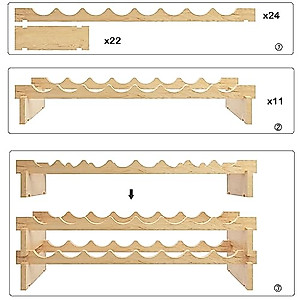soges 120 Bottle Wine Rack, 12-Tier Stackable Wine Storage Rack, Wine Display Racks Free Standing Wine Shelf Wood Construction for Kitchen and Cellar