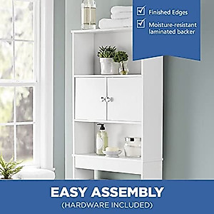 JUANMAO Bathroom Triple Shelf Storage Cabinet, Over The Toilet Storage, White