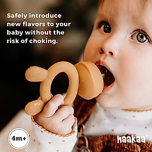 Haakaa Silicone Fresh Food Feeder with Silicone Pouch Cover 1 PK BPA Free (Olive Green)