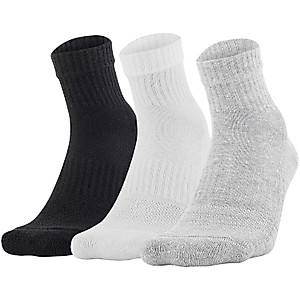 Under Armour Adult Training Cotton Quarter Socks, Multipairs , True Gray Heather Assorted 2 (3-Pairs) , Medium