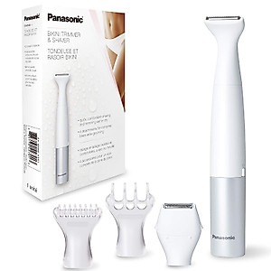 Panasonic Bikini Trimmer and Shaver for Women with 4 Attachments for Gentle Grooming in Sensitive Areas, Wet/Dry, Battery-Operated – ES-WV60-S (White/Silver) (Pack of 10)
