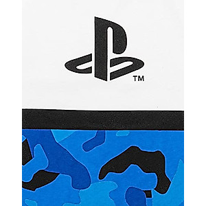 PlayStation Kids T-Shirt Camo Boys Blue White Logo Game Short Sleeve Top 7-8 Years