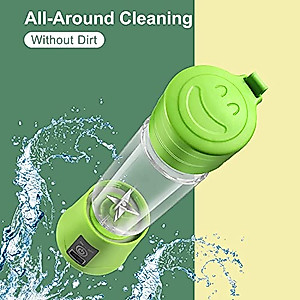 Portable Blender, Personal Blender with USB Rechargeable Mini Fruit Juice Mixer, Personal Size Blender for Smoothies and Shakes Mini Juicer Cup Travel 380ML