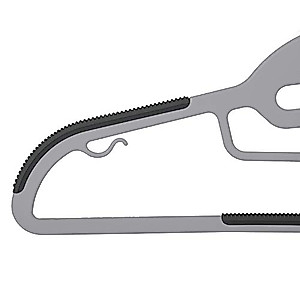 Finnhomy Heavy Duty 50 Pack Plastic Hangers, Durable Clothes Hangers with New Generation Non-Slip Pads,Space Saving Easy Slide Organizer for Bedroom Closet, Great for Shirts, Pants, Gray