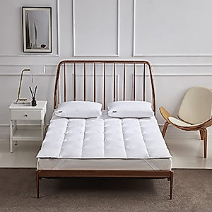 Beautyrest Tencel/Cotton Blend Featherand White Down Fiber Matress Topper with Elasticized Anchor Bands