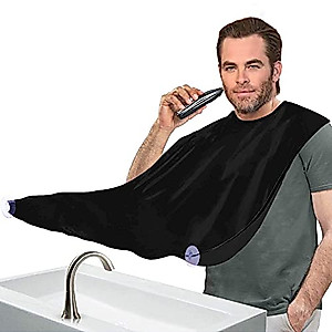 Kingsmile Beard Hair Catcher, Beard Bib Apron for Men, Beard Bib & Beard Apron, Beard Catcher with 2 Suction Cups, Hair Clippings Catcher, Shaving Apron for Shaving & Trimming, Waterproof Black