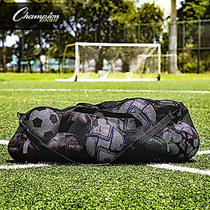 Champion Sports Mesh Duffle Bag with Zipper and Adjustable Shoulder Strap - Multipurpose 15” x 36” Gym Bag for Equipment, Sports Gear, Laundry - Breathable Mesh Scuba and Travel Bag in Multiple Colors