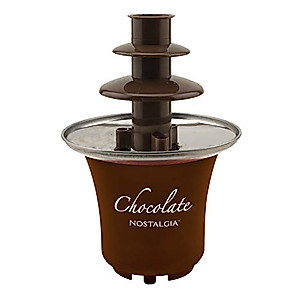 Nostalgia Electric Chocolate Fondue Fountain, 8-Ounce, 3-Tier Set, Fountain Machine for Cheese, Melting Chocolate, Liqueurs, Brown
