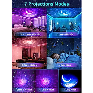 One Fire Galaxy Projector Starlight Projector Moon Projector, 48 Light Modes+Rotating Star Projector Galaxy Light Projector for Bedroom, Bluetooth Starry Night Light Projector,Charisma Gifts for Kids