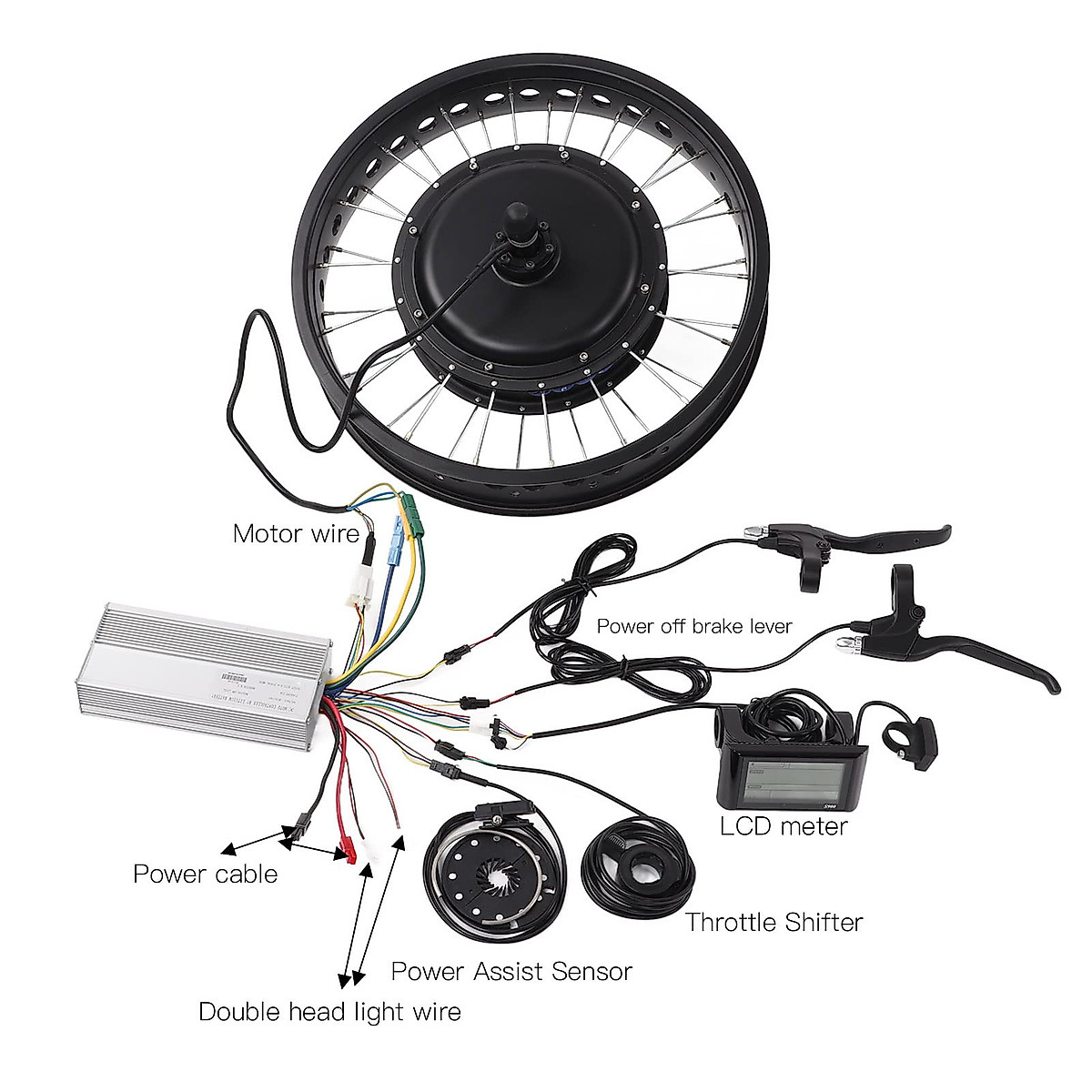 Dilwe Electric Bike Conversion Kit, 1500W Electric Snowmobile Electric Bike Motor Kit with Controller 20 Inch Rear Wheel Waterproof Electric Conversion Kit