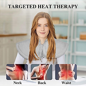 ZXU Large Heating Pad for Neck, Shoulders and Back Pain, 38" x 26" XXXL Fast Heating Wrap with Weighted Edge,2.2lbs, Dry & Moist Heat, 3 Heat Settings, Auto Shut-Off,Fast-Heating Hot Heated Pad