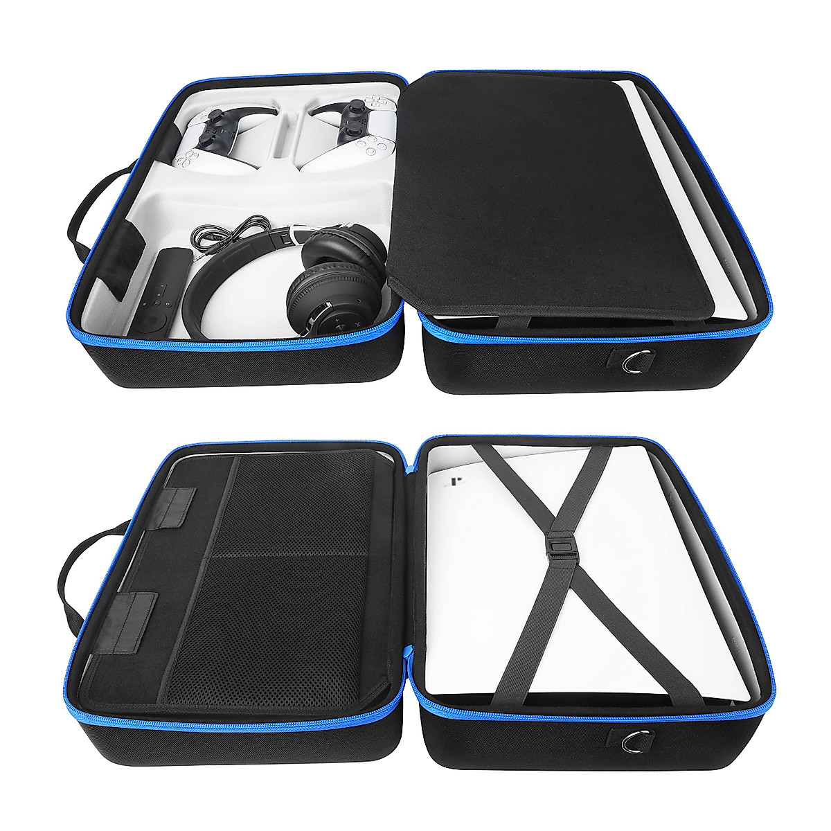 Hard Shell Carrying Case for Playstation 5 Console, Travel Case for PS5 Compatible with Disc& Digital Edition with Base On, Storage Bag for PS5 DualSense Controllers/Pulse 3D Headset/Cords and Other Accessories