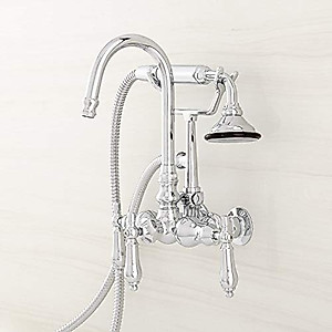 Signature Hardware 917402-2 Pasaia Wall Mounted Tub Filler Faucet with 2" Wall Couplers, Integrated Diverter- Includes Telephone Style Hand Shower