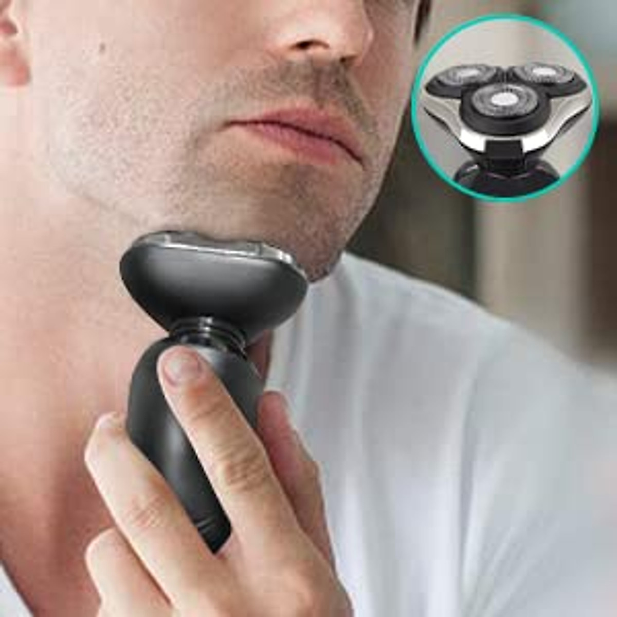 PRITECH Head Part for Electric Razor for Men, Electric Face Shavers, Rechargeable Shaving Men's Cordless Razors IPX7 Waterproof Wet Dry Rotary Shavers