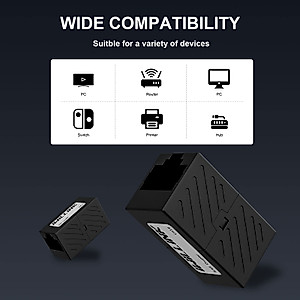 Iwillink RJ45 Coupler Ethernet Connector, Female to Female RJ45 Connector for Cat7 Cat6 Cat5e Cat5 Ethernet Cable, Extender Adapter, 10 Pack, Black