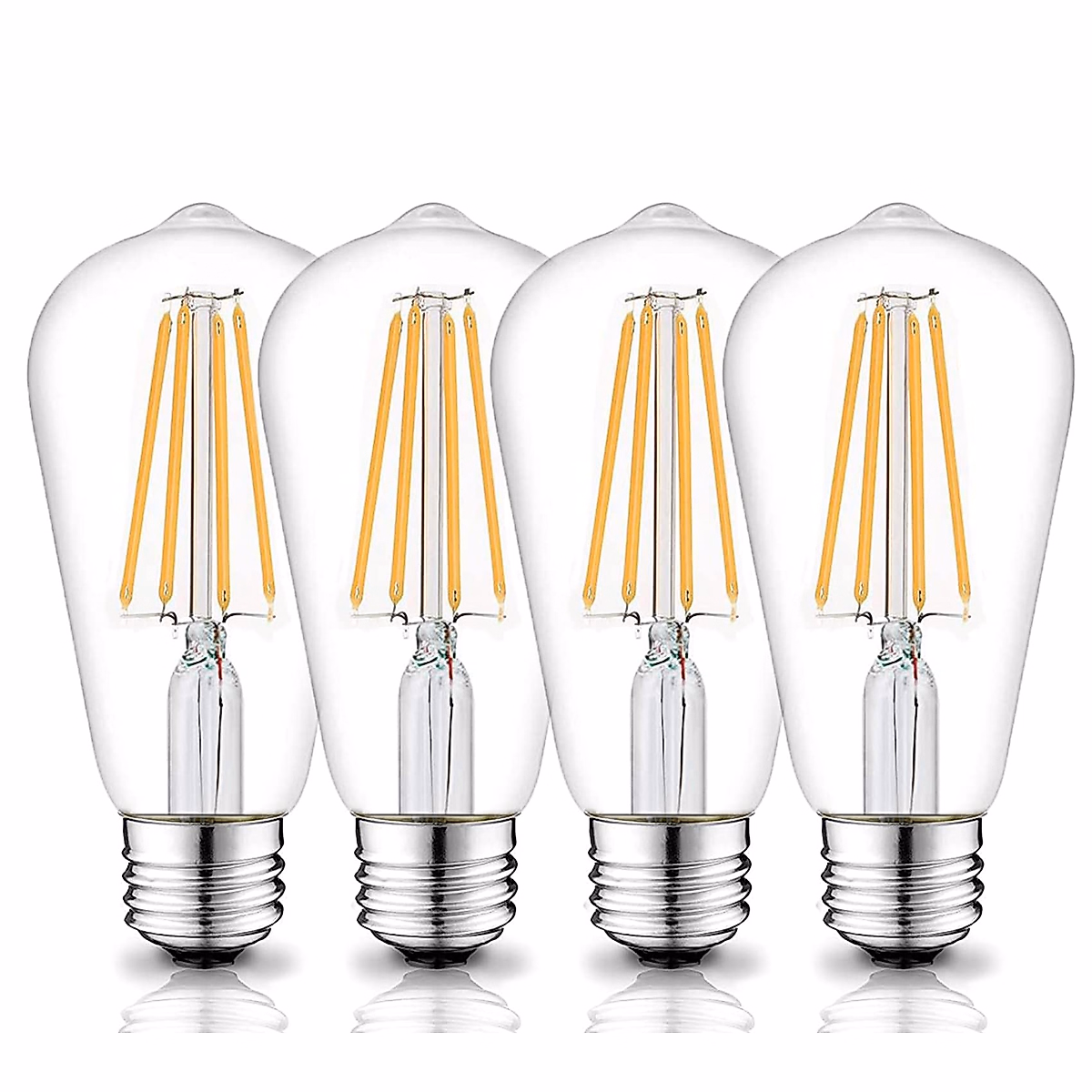 12V Edison Bulb 6W E26 12V LED Bulb 3000K 60W Equivalent, AC/DC 12V 24V Low Voltage LED Light Bulb for RV Camper Marine, Off Grid Cabin, 4 Pack