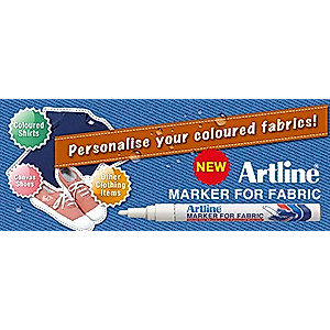 Artline White Permanent Fabric Markers pen for clothing (2 Markers)