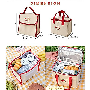 RICHTRUE Kawaii Lunch Bag for Girls Box Insulated Cute Bags Women Kids (Bear- Bucket)