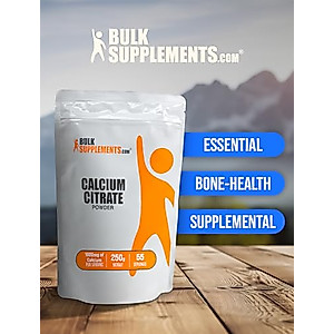 BulkSupplements.com Calcium Citrate Powder - Calcium Citrate Supplement, Calcium Citrate 1000mg - Gluten Free, 4500mg (1000mg Calcium) per Serving, 250g (8.8 oz) (Pack of 1)