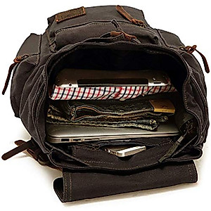 AUGUR High Capacity Canvas Vintage Backpack - for School Travel 12-15" Laptop Backapcks for Men Casual Daypacks Rucksack (M-Army Green)