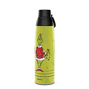 Tervis Venture Water Bottle Dr. Seuss - Grinchy Gleam Triple Walled Insulated Tumbler Travel Cup Keeps Drinks Cold & Hot, 36oz, Stainless Steel