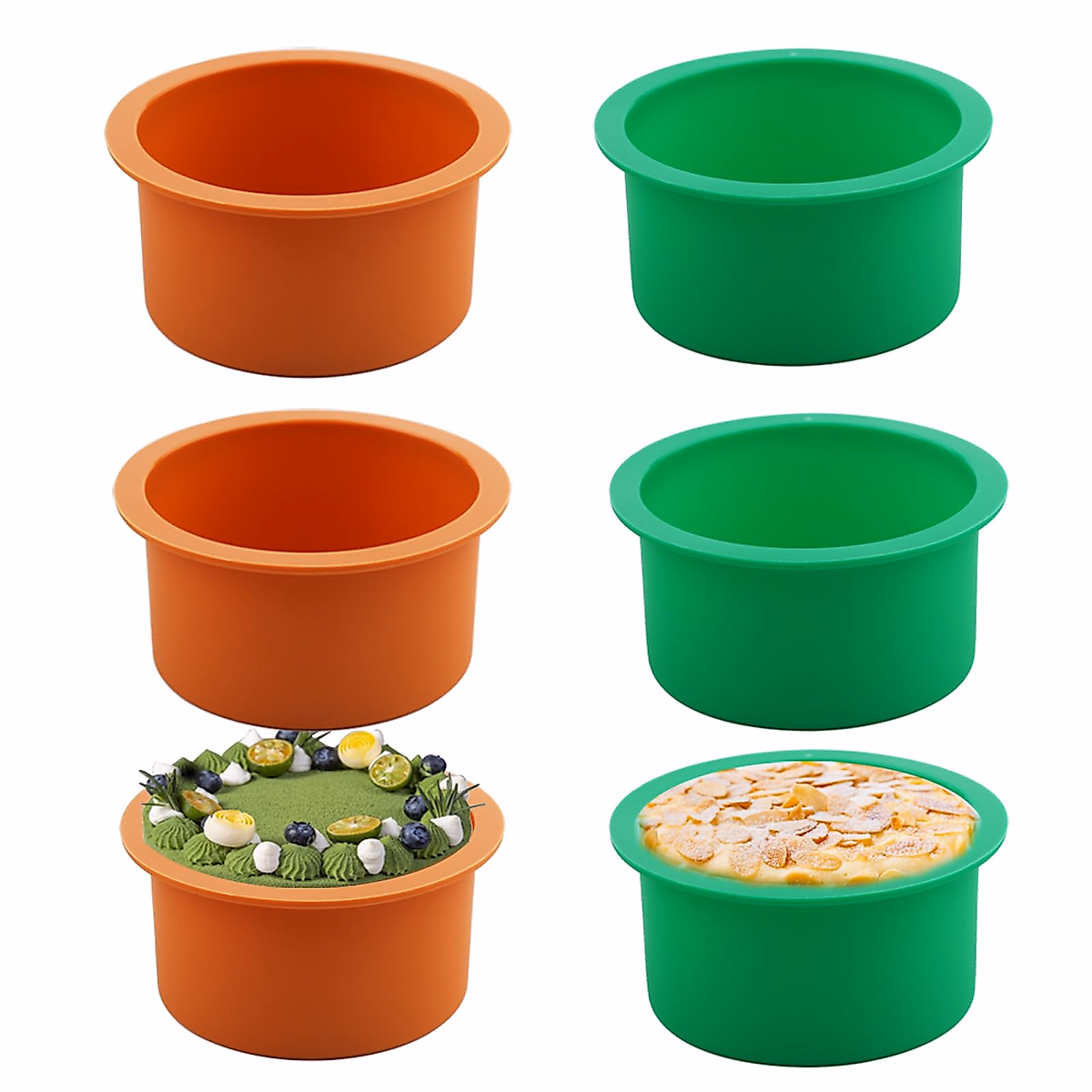 AILEHOPY 4 inch Mini Cake Pans-6Pack Round Cake Baking Pan Silicone Smash Cake Pans, Nonstick Cake Molds for Muffin,Cupcake and Mini Cake Mousse Dessert