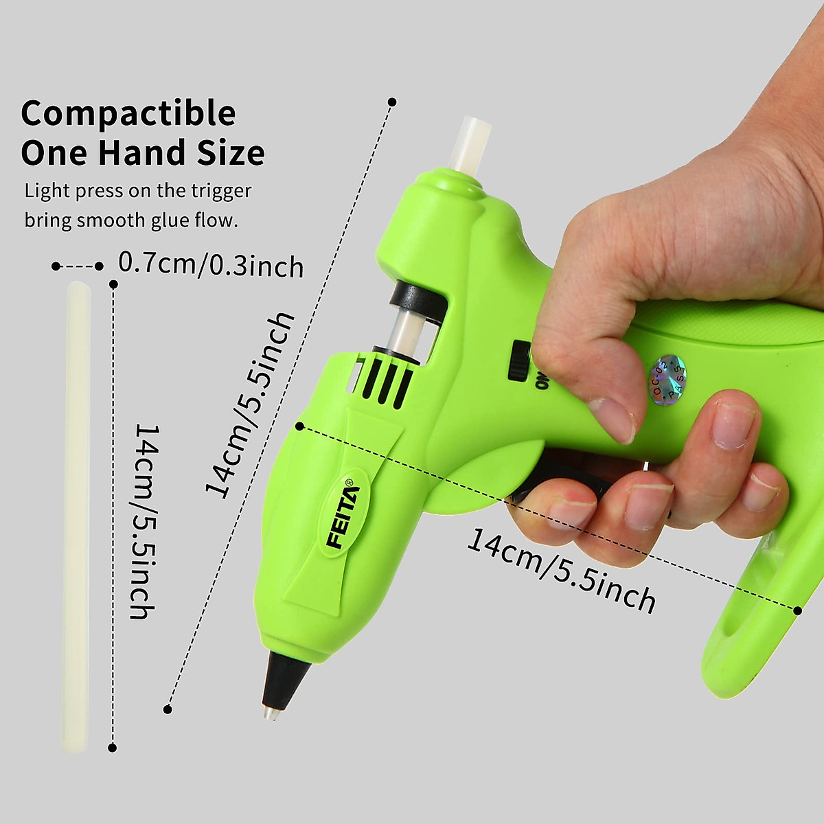 FEITA Cordless USB Rechargeable 2650mAh Mini Wireless Hot Melt Glue Gun Kit - With 30pcs Glue Sticks for Crafts, Arts, Home DIY Repairs