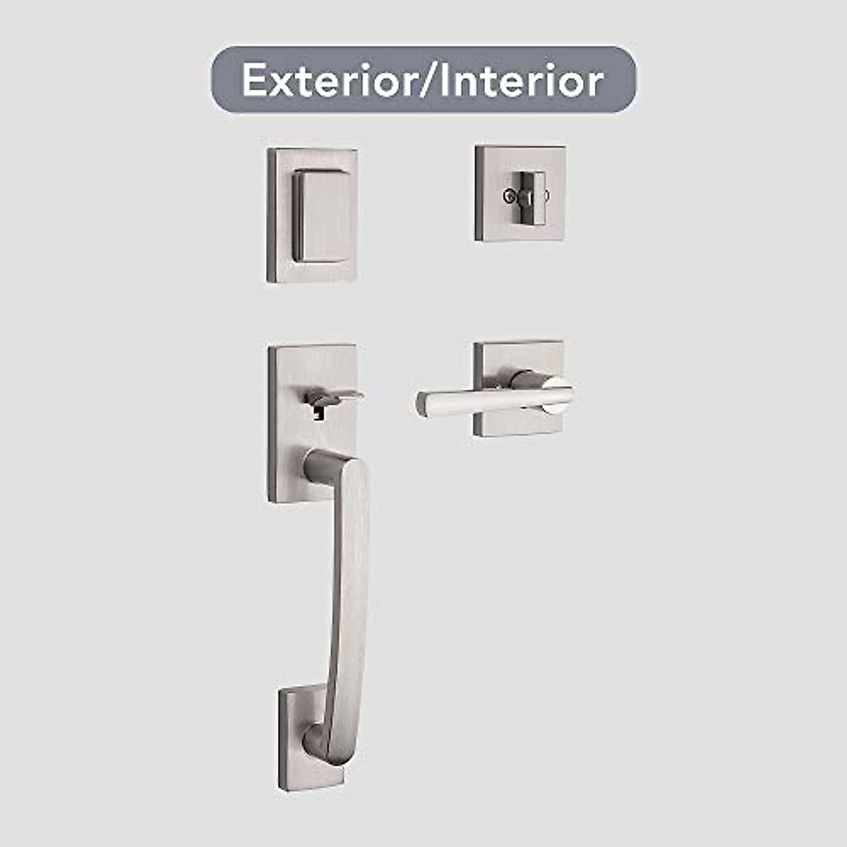 Baldwin Spyglass , Front Entry Handleset with Interior Lever, Featuring SmartKey Deadbolt Re-Key Technology and Microban Protection, in Satin Nickel